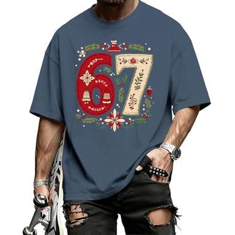 Generic 6 7 Chemises - T-shirt graphique de Noël surdimensionné col rond décontracté basique tendance T-shirt vacances au quotidien vacances, noir foncé, 3XL