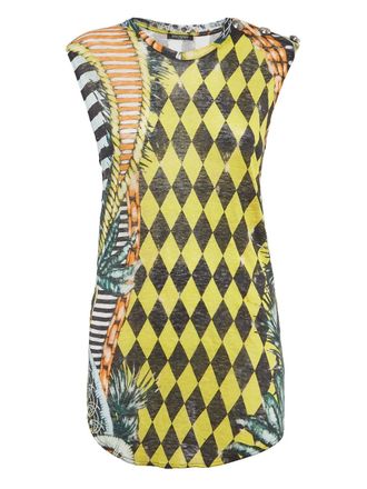 Balmain Leinentop mit Print - Weiß