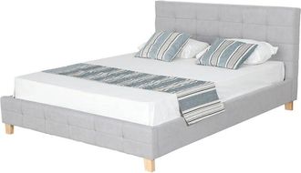 Altobuy Altobuy - odessa - Lit 140x190cm Gris + Tête de Lit + Sommier