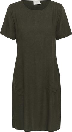 Kaffe Damen Damenkleid, Rundhalsausschnitt, Kurze Ärmel, reguläre Passform, Taschen über dem Knie Kleid, Forest Night, 32