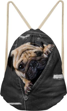 Coloranimal Turnbeutel mit Kordelzug, weich, für Yoga, Schuhe, Damen, Mops Geschenke, 1 Packung