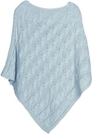 styleBREAKER Poncho Femme en Maille épaisse avec Motif torsadé, col Rond, Cape Tricot Chaud, Poncho dHiver élégant 08010040, Couleur:Bleu Pigeon