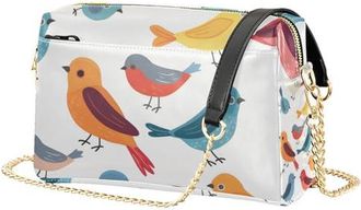 Mnsruu Sacs à bandoulière pour femme, petits oiseaux colorés en cuir, sac à main