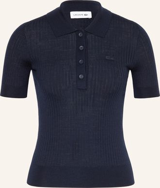 Lacoste Strick-Poloshirt Aus Merinowolle blau