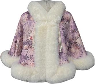 Generic Poncho Femme Hiver Chaud Chale Femme Hiver Chaud Cape Femme Effet enveloppant Cape &Eacute;l&eacute;gante Style Qipao Doubl&eacute;e &Eacute;paisse Polyvalente Automne-Hiver