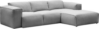 Studio Copenhagen home24 Ecksofa 3-Sitzer mit Longchair Grau Webstoff Saia 251cm Longchair davorstehend rechts Modern