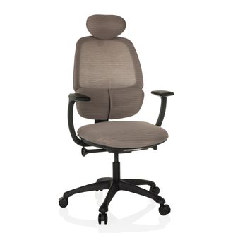 hjh OFFICE Ergonomischer Bürostuhl RI-Cover Drehstuhl mit Verstellbarer Lordosenstütze, atmungsaktive Rückenlehen, Grau