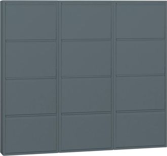 ebuy24 Pisa mit 12 Klappen/T&uuml;ren in Metall grau (140x150x16 cm) - Schuhschrank - Klappbar/faltbar - modern - f&uuml;r Flur & Eingangsbereich - ideal f&uuml;r schmale F