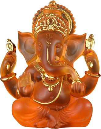 Baoblaze Ganesha Elefant Gott Statue Harz handgefertigte Skulptur Buddha Figur Dekoration für Heimdekoration Handwerk Geschenke - Orange