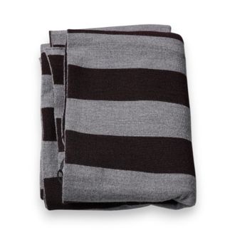 Dolce & Gabbana Mens Black Gray Stripes Wool Neck Wrap Scarf And Virgin