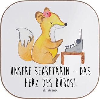 Mr. & Mrs. Panda gläseruntersetzer Sekretärin Herz - Geschenk, besondere Momente, Tischuntersetzer, Aufmerksamkeit, Untersetzer für Gläser, Holzuntersetzer, Bedanken, 