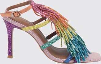 Kurt Geiger Sandalen mit eckiger Zehenpartie mit Fransen, Strass und Stiletto-Absatz