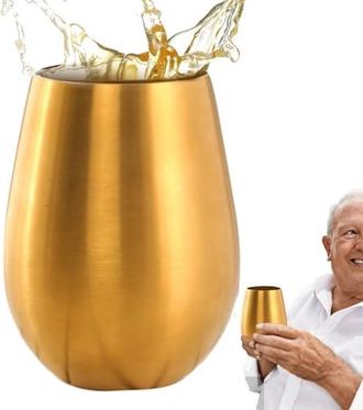 Generic Verre &agrave; vin sans pied - 500 ml - Verres &agrave; eau - Dor&eacute; incassable et portable - Tasse sans pied pour pique-nique, h&ocirc;tel, bar, piscine, camping-car, camp