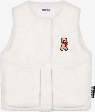 Moschino Gilet en tissu doux Moschino Teddy Bear - Blanc