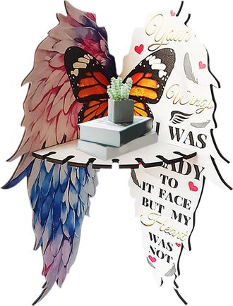 Generico Eckregal aus Holz, Wandmontage, schwebendes Eckregal f&uuml;r die Wand, Angle Wings Book Organizer Rack Support-Pflanzenregal | Wandregal f&uuml;r Hog-Dekoratio