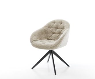 DELIFE Drehstuhl Gaio-Flex Webstoff Soft Beige Kreuzgestell breit Schwarz 360&deg; drehbar Wippfunktion, Esszimmerst&uuml;hle