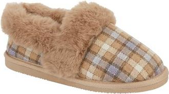 Jo & Joe Pantoufles en polaire avec col en fausse fourrure pour femme, camel, 40 EU