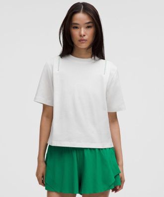 lululemon T-Shirt à coutures en jersey pour Femmes - Blanc/Vert - Taille XL
