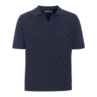 Oscar Jacobson Kurzarm Strickpoloshirt - - Tops - Herren - Blau - XL