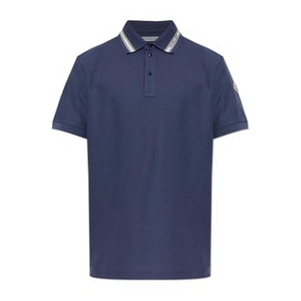 Moncler Polo Shirt mit Logo-Patch - - Tops - Herren - Blau - S