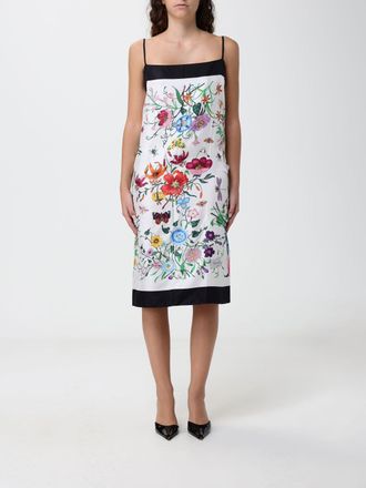 Gucci Seiden-Midikleid mit Blumendruck im Slip-Stil