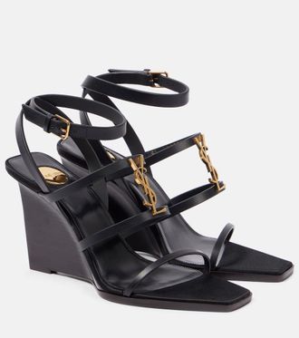Saint Laurent Wedge-Sandalen Cassandra 90 aus Leder