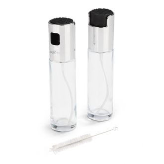 MAXXMEE Sprühflasche Ölzerstäuber 2er-Set | Sprühflaschen für Essig, Öl, Zitronensaft | Sparsam dosieren zur gesünderen Ernährung mit weniger Öl & Fett | 2 Sp