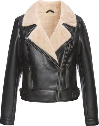 Buffalo Lederimitatjacke mit Lammfellimitat, Shearling-Jacke
