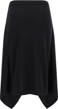 Christophe Lemaire Asymmetrical Draped Wool Skirt - Black