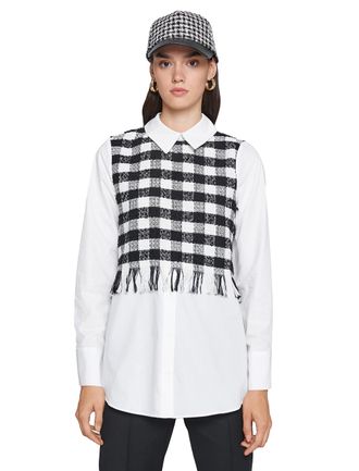 Koton Women Tweed Detail Shirt Long Sleeve