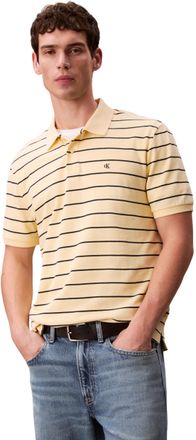 Calvin Klein Herren Ss Striped Pique Monogram Polo Lv04rf216g Polos, White (Anise Flower), M
