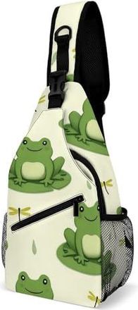 Generic Multifonction Sacoche Porté épaule Grenouille mignonne, animal, grenouilles vertes Sac à Bandoulière Antivol,Réglable Sac à Dos Militaire pour école C