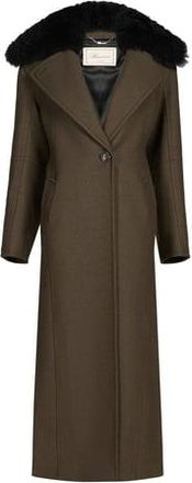 Blumarine Blumarin - langer Mantel entfernbarer Wollmischwolle - grün