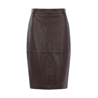 Max Mara Femme, Jupes, Brun, Taille: 42 FR Jupe crayon en cuir martel&eacute;
