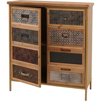 Hhg Apothekerkommode HHG-302, Schrank Highboard Stauf&auml;cher, Vintage Shabby-Look 94x80x35cm, wei&szlig;/blau