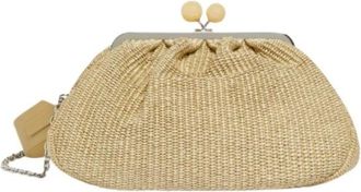 Max Mara Femme, Sacs, Jaune, Taille: ONE Size Sac &agrave; bandouli&egrave;re en raphia dor&eacute;