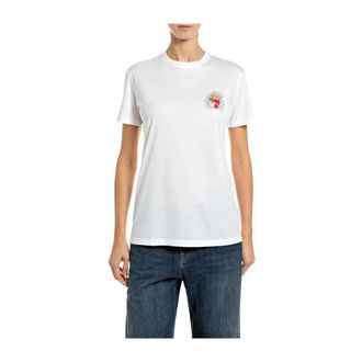 Replay T-shirt coupe droite - Femme - Tops - Blanc - Taille: 36 FR