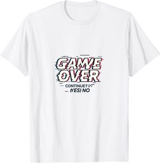 Hello Kitty Game Over Continue Yes No Glitch Textdesign Gaming Style Art T-Shirt