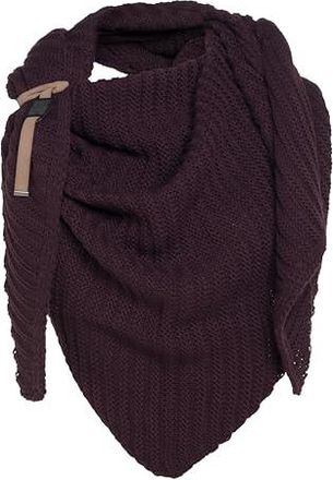 Knit Factory Demy Châle Tricoté - Foulard Triangle - Foulard femme pour lautomne et lhiver - Écharpe Femme - Châle Femme - 100% Fabriqué en Europe - Aubergine - 19