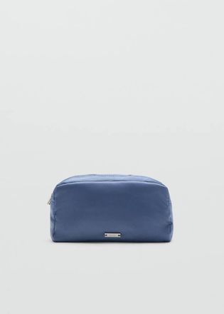Mango Trousse de toilette satin&eacute;e &agrave; double poche bleu - Femme - Taille unique - MANGO