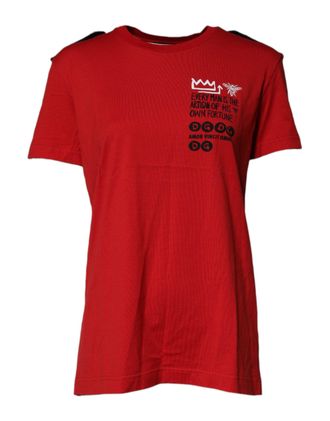 Dolce & Gabbana Womens Red Cotton Round Neck Short Sleeves T-Shirt