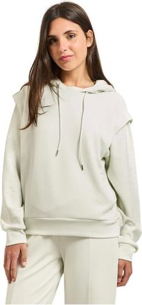 Emporio Armani Femme, Sweatshirts et sweats &agrave; capuche, Blanc, Taille: 42 FR Sweat &agrave; capuche avec Manches Orn&eacute;es de Strass