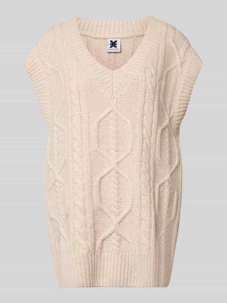 Karo Kauer Relaxed Fit Pullunder aus reiner Wolle mit Zopfmuster