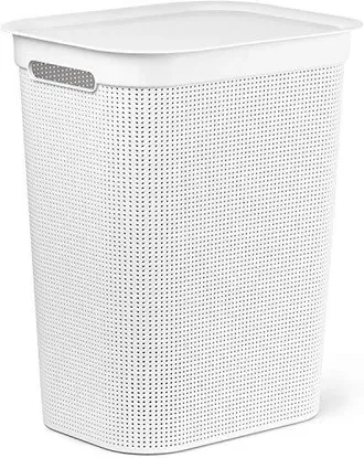 Rotho Brisen Collecteur de Lavage 50 l avec Couvercle et 2 Poignées, Plastique (PP) sans BPA, Blanc, 50 l (43,1 X 34,0 X 52,9 cm)
