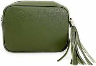 Generic Sac à main à bandoulière en cuir pour femme Design classique avec pampille Fermeture éclair Sac à main décontracté 155, vert foncé, Medium