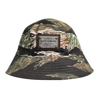 Dolce & Gabbana DG Plaque Wide Brim Bucket Hat - - Accessories - Herren - Mehrfarbig - ONE SIZE