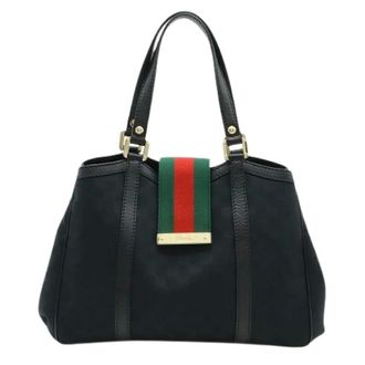 Gucci Sac cabas pr&eacute;-poss&eacute;d&eacute; en toile GG Ligne Sherry - Femme - Pre-owned - Noir - Taille: ONE Size