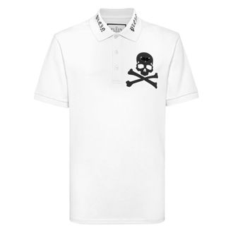 Philipp Plein Homme, Tops, Blanc, Taille: 3XL Polo T-Shirt Skull & Bones