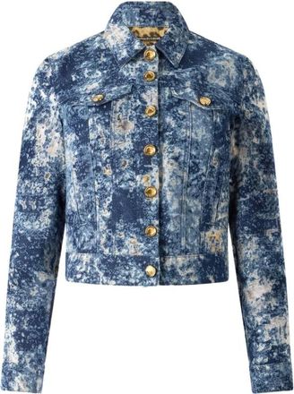 Roberto Cavalli Femme, Vestes, Bleu, Taille: 34 FR Veste en jean d&eacute;color&eacute;e