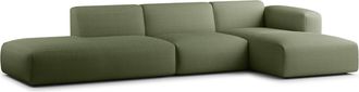 Studio Copenhagen home24 Ecksofa mit Chaiselongue Grün Cordstoff Snor 290 x 71 x 173cm Longchair davorstehend rechts Modern